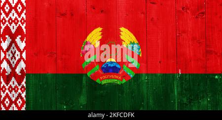 Flag and coat of arms of Belarus on a textured background. Concept ...