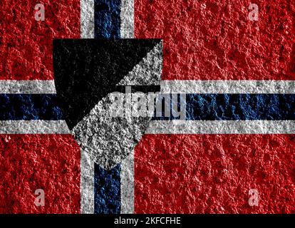 Flag and coat of arms of Svalbard on a textured background. Concept ...
