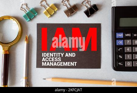IAM, identity and access management symbol. Concept words 'IAM ...