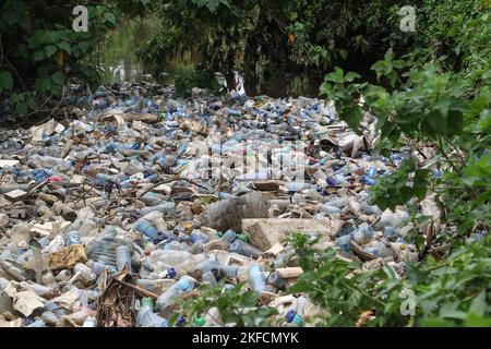Nakuru, Rift Valley, Kenya. 17th Nov, 2022. A view of a river polluted ...