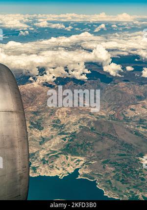 Rare Photographs through airplane window at 35.000 feet altitude Stock ...
