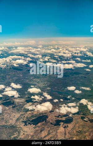 Rare Photographs through airplane window at 35.000 feet altitude Stock ...