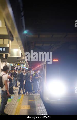 An underground train is arriving at the old Hung Hom Station in Hong ...