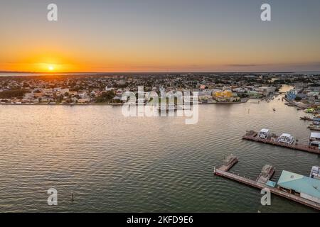 An aerial view of Belize cityscape at sunset Stock Photo - Alamy