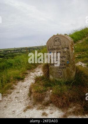 A signpost leading to Old Harry Rocks Stock Photo - Alamy