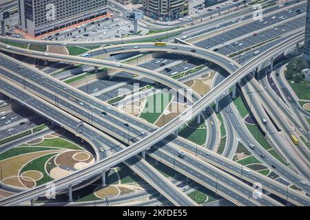Dubai bridges view from Burj Khalifa observation deck Stock Photo - Alamy