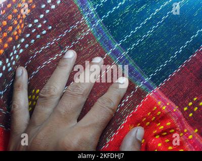 close up ulos cloth. Ulos is the traditional clothing of the Batak ...