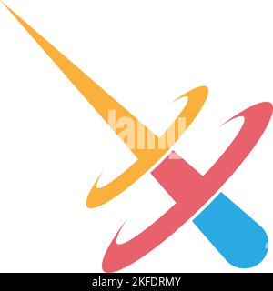 An editable vector logo of a falling meteor isolated on a white ...