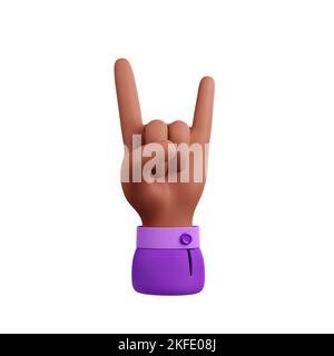 Heavy metal, rock and roll, devil horns hand sign with a black leather ...