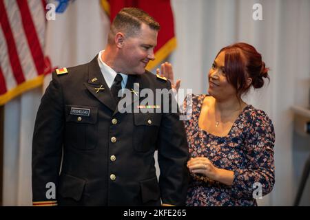 2nd Lt. Sean Rochealeau is pinned his new rank by his wife, Jayden ...
