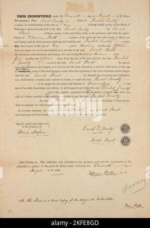 Indenture of Rachel Trusty, 1841-08-11 Stock Photo - Alamy
