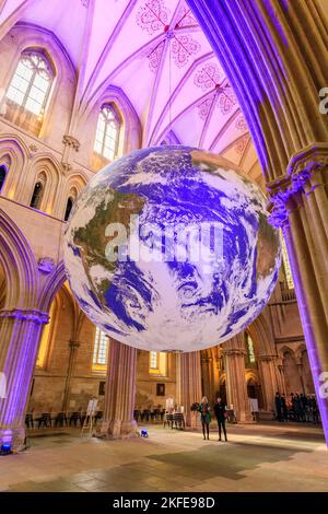 The 'Gaia' art installation, a 7m diameter globe with NASA space images ...