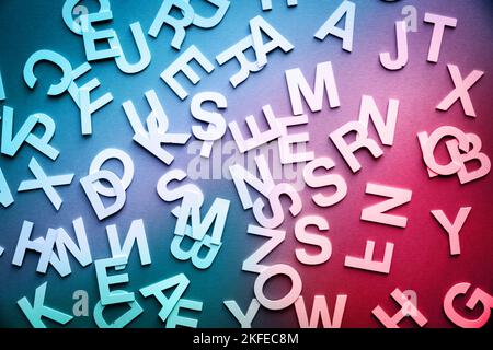 Mixed solid letters pile top view photo. Education background concept ...