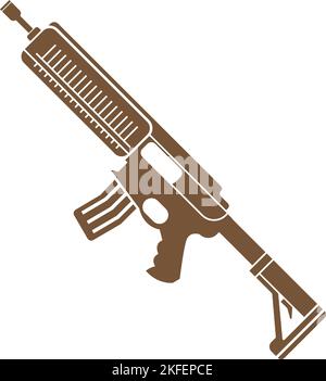 An assault riffle icon in a brown color isolated on a white background ...