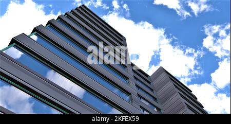 Individual design of the contemporary low-rise office with aluminium ...