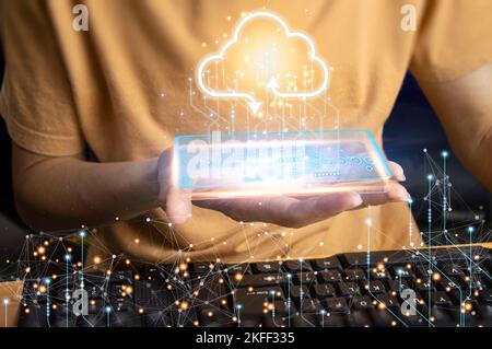 Computer Security Diagram Showing Laptop Internet Safety Stock Photo ...