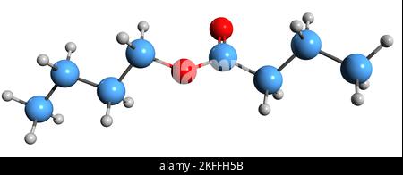 3D image of Butyric acid skeletal formula - molecular chemical ...