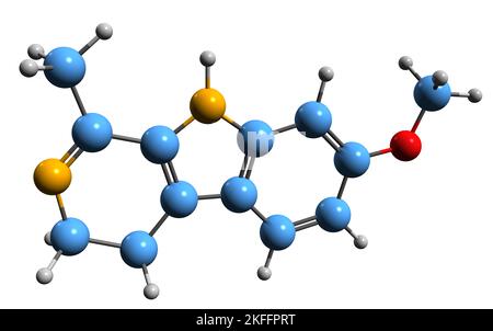 3D image of Harmine skeletal formula - molecular chemical structure of ...