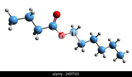 3D image of Butyric acid skeletal formula - molecular chemical ...