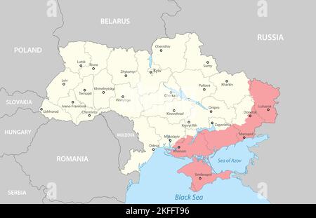 Political map of Ukraine with borders of the regions Stock Vector Image ...