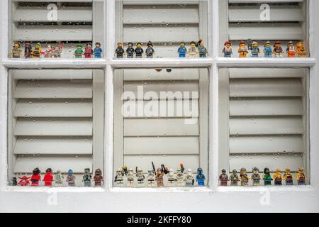 Rye, November 15th 2022: Lego figures displayed in a residents' window ...