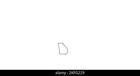 Georgia, state of USA - solid black outline map of country area. Simple ...