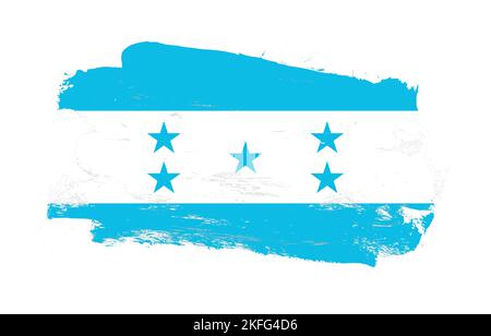 Distressed stroke brush painted honduras flag on white background Stock ...