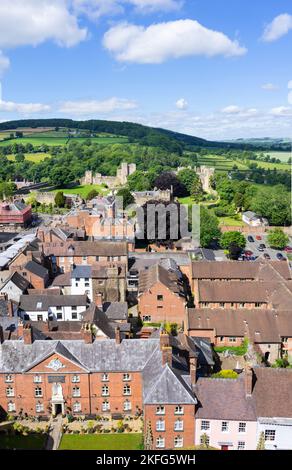 Ludlow town center castle Shropshire UK Great Britain Stock Photo - Alamy