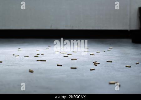Expended shell casings from an M4 carbine lay on the Combat Arms ...
