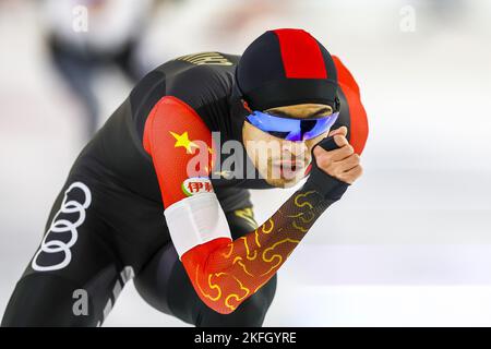 HERENVEEN - Zhongyan Ning (CHN) in action on the 1500 meters during the ...
