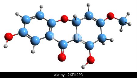 3D image of Xanthone skeletal formula - molecular chemical structure of ...