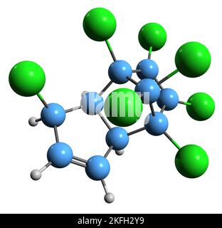 3D image of Chlordane skeletal formula - molecular chemical structure ...