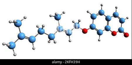 3D image of Umbelliferone skeletal formula - molecular chemical ...