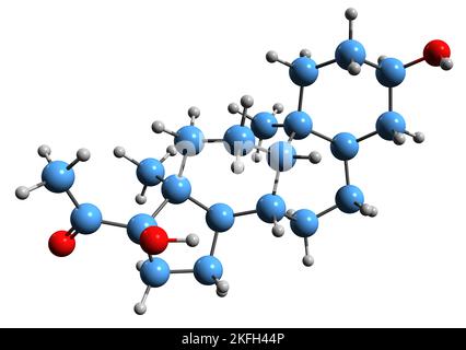 3D image of Allopregnanolone skeletal formula - molecular chemical ...