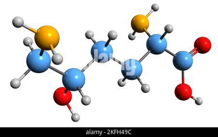 Hydroxylysine, Hyl molecule. It is amino acid, human metabolite ...
