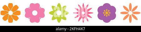 Flower icons set on color squares background for graphic and web design ...
