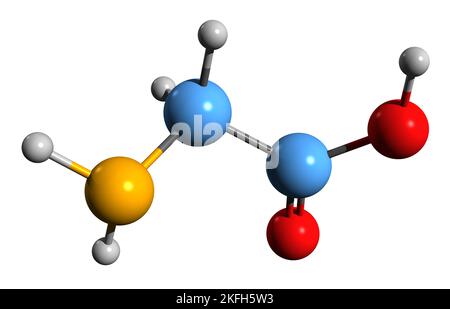 3D image of Aminoethanoic acid skeletal formula - molecular chemical ...