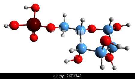 3D image of Glucose 1-phosphate skeletal formula - molecular chemical ...