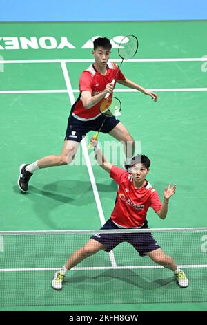 Feng Yan Zhe (L) and Huang Dong Ping (R) of China seen during the 2022 ...