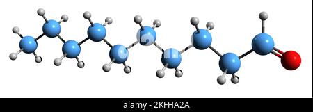 3D image of Octanal skeletal formula - molecular chemical structure of ...