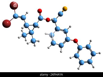 3D image of Permethrin skeletal formula - molecular chemical structure ...