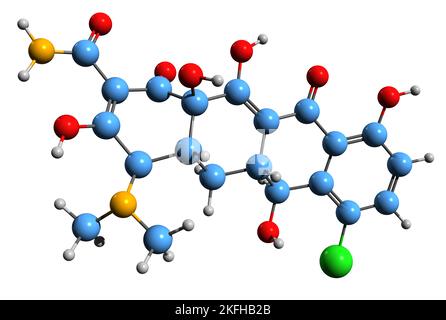 3D image of Tetracycline skeletal formula - molecular chemical ...
