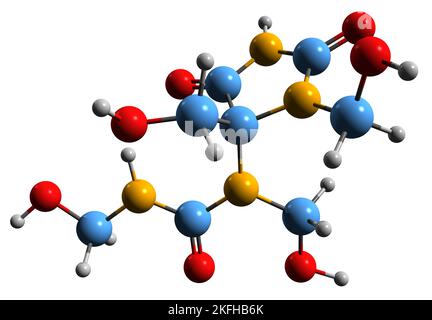 3D image of Imidazolidinyl urea skeletal formula - molecular chemical ...