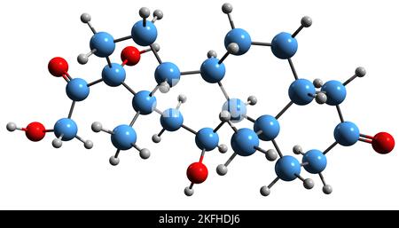 3D image of Cortisol skeletal formula - molecular chemical structure of ...