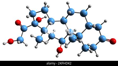 3D image of Cortisone skeletal formula - molecular chemical structure ...