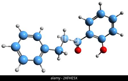 3D image of Chalcone skeletal formula - molecular chemical structure of ...