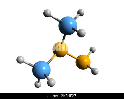 3D image of Dimethylamine skeletal formula - molecular chemical ...