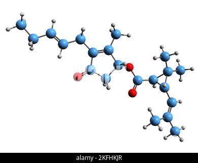 3D image of Tiglic acid skeletal formula - molecular chemical structure ...