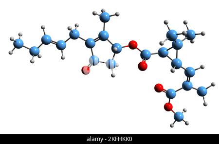 3D image of Tiglic acid skeletal formula - molecular chemical structure ...