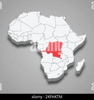 3D map of Democratic Republic of the Congo (DR Congo, DRC, Congo ...